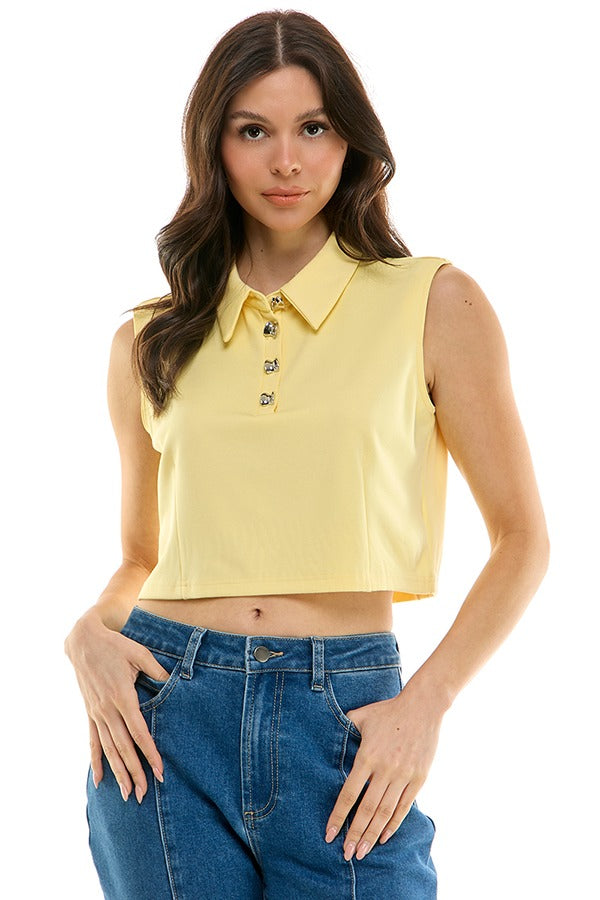 Sleek Ponte Crop Polo (2 Color Ways) – v o g l i o